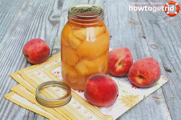 Compote saka peach kanggo mangsa: resep