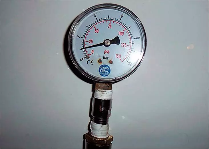 Das resultierende Messergebnis auf dem Manometer