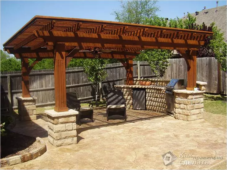 Bir canopy pergola altında