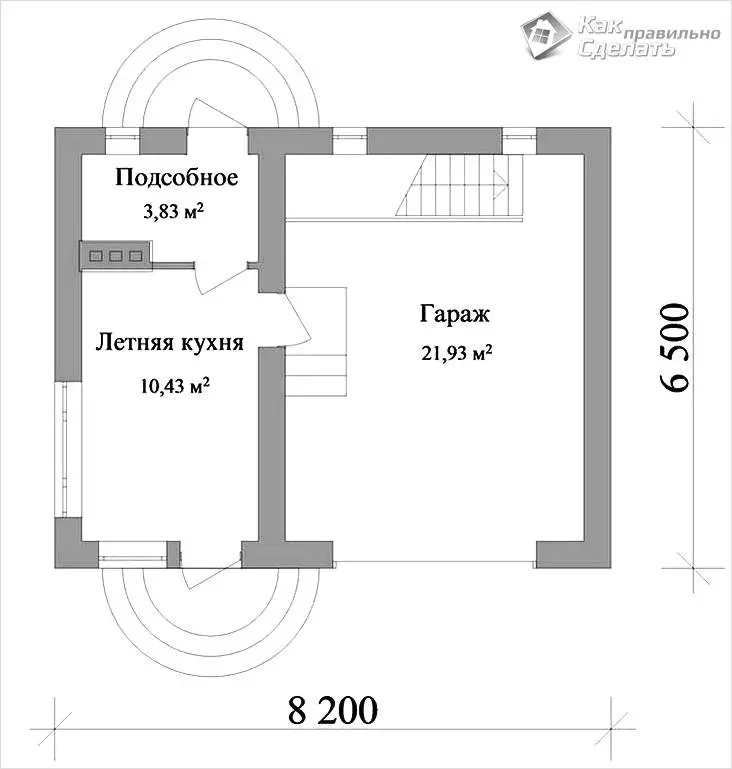 Circuit de cuisine d'été avec garage