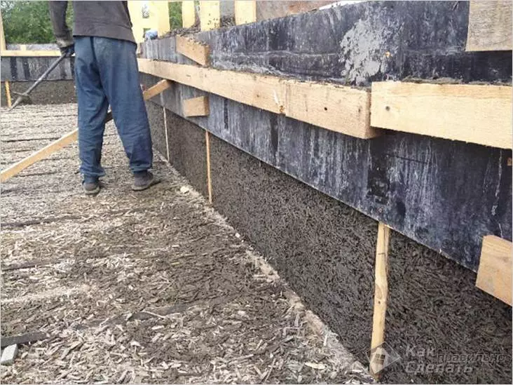 Arbolite solution flooded in formwork