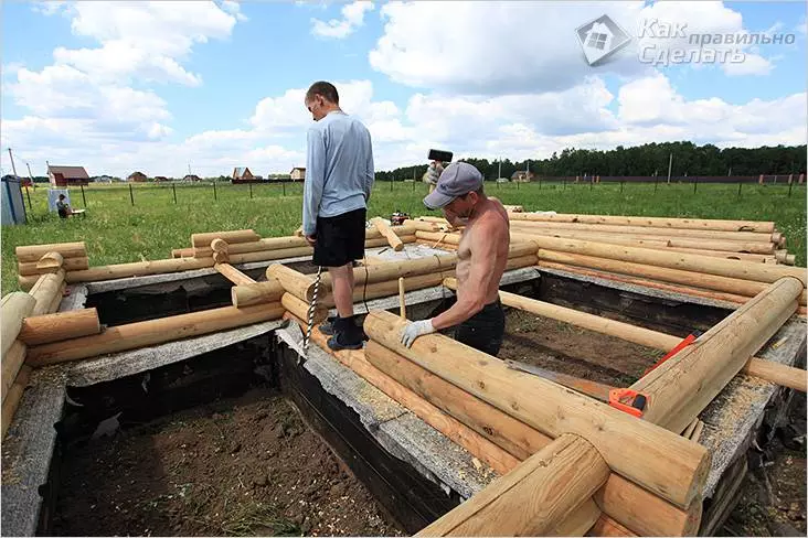 Забіваем нагель ў бервяно