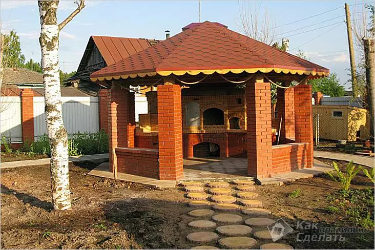 আপনার নিজের হাত দিয়ে বারবিকিউ সঙ্গে gazebo - কিভাবে একটি gazebo + ছবি তৈরি করতে 3152_1