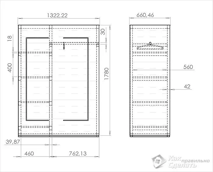 Гардероба купе Направете го тоа сами + фотографии, цртежи 4009_33