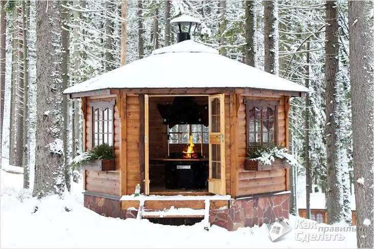 Zougemaach Gazebo maacht et selwer - Technology Konstruktiounen (+ Foto) 4480_1