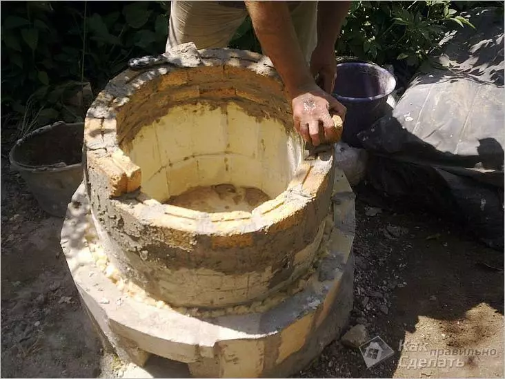 Construction de la partie voûtée de la brique réfractaire