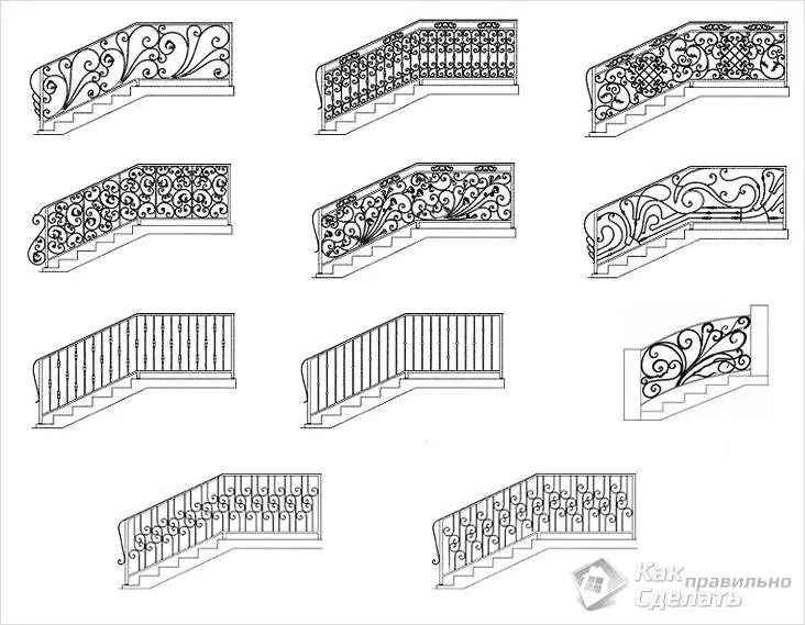 Sketches of metal railing