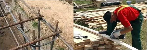 Pag-aayos ng reinforcement at paggawa ng formwork.