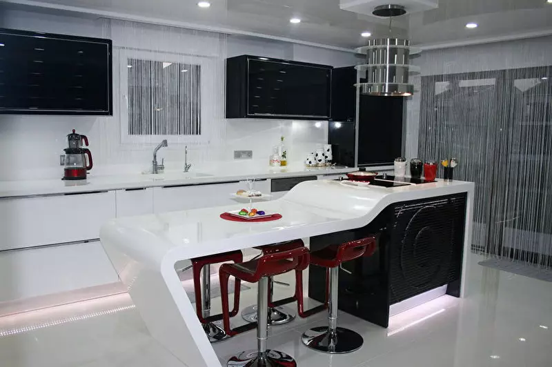 Desain ruang makan dapur Interior: Foto ide-ide terbaik, tips tentang zonasi dan dekorasi ruang makan dapur 6029_20