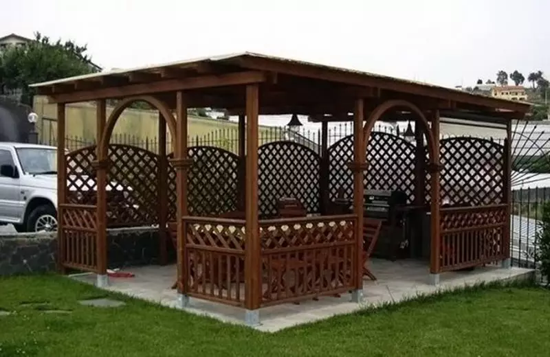 Bagaimana untuk membuat bumbung pada gazebo dengan tangan anda sendiri: Arahan untuk pembinaan, foto dan pilihan video 6037_52