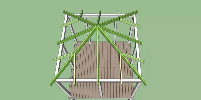 Faʻafefea ona fai se taualuga i luga o le gazebo ma ou lava lima: faʻatonuga mo le fausiaina, ata ma ata vitio 6037_9