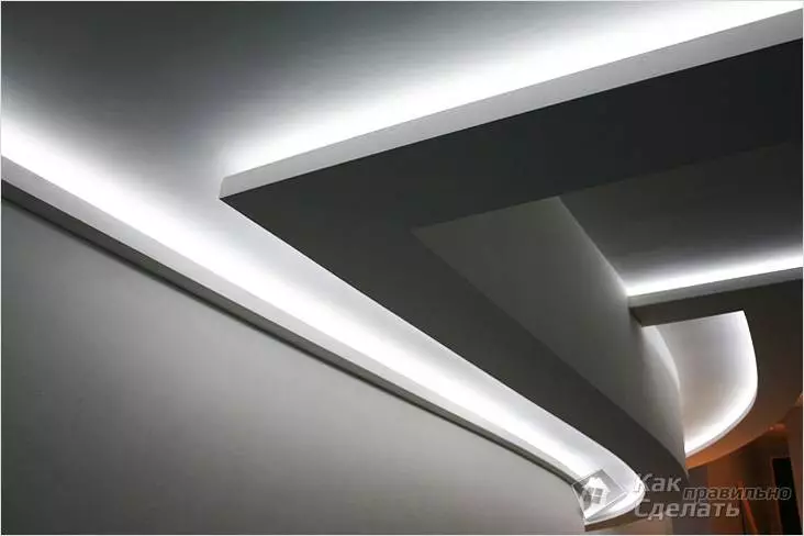 LED-achtergrondverlichting van het plafond met eigen hand - hoe de plafondachtergrond te maken 764_1